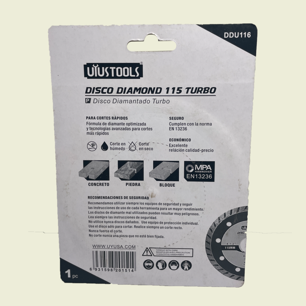 Uyustools 4½” Diamond Turbo Blade • Samaroo's Materials & General LTD