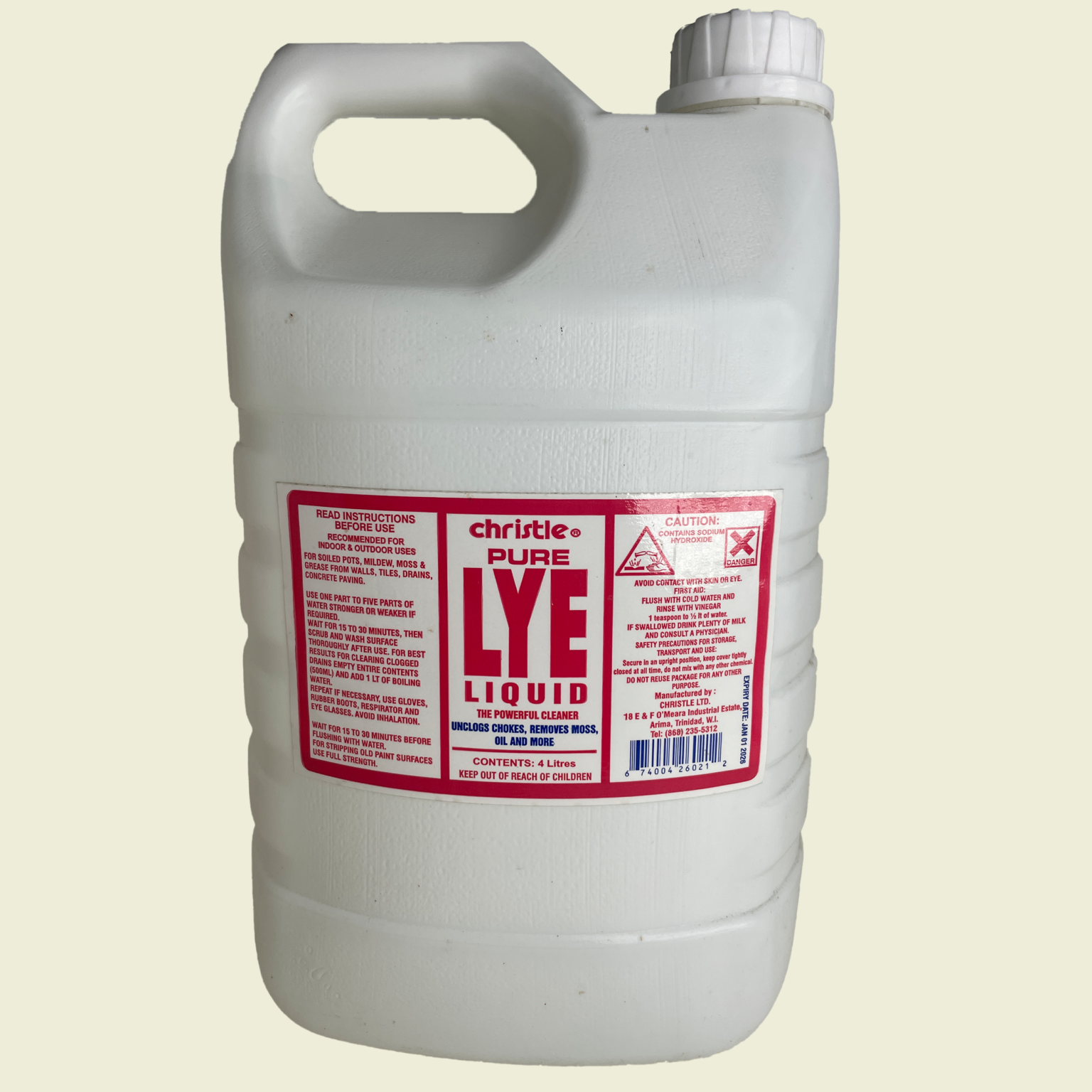 Christle Liquid Lye 1Gal • Samaroo's Materials & General LTD