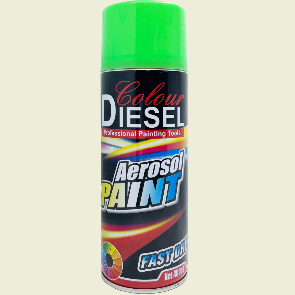 Diesel Fluorescent Green Aerosol Paint • Samaroo's Materials & General LTD