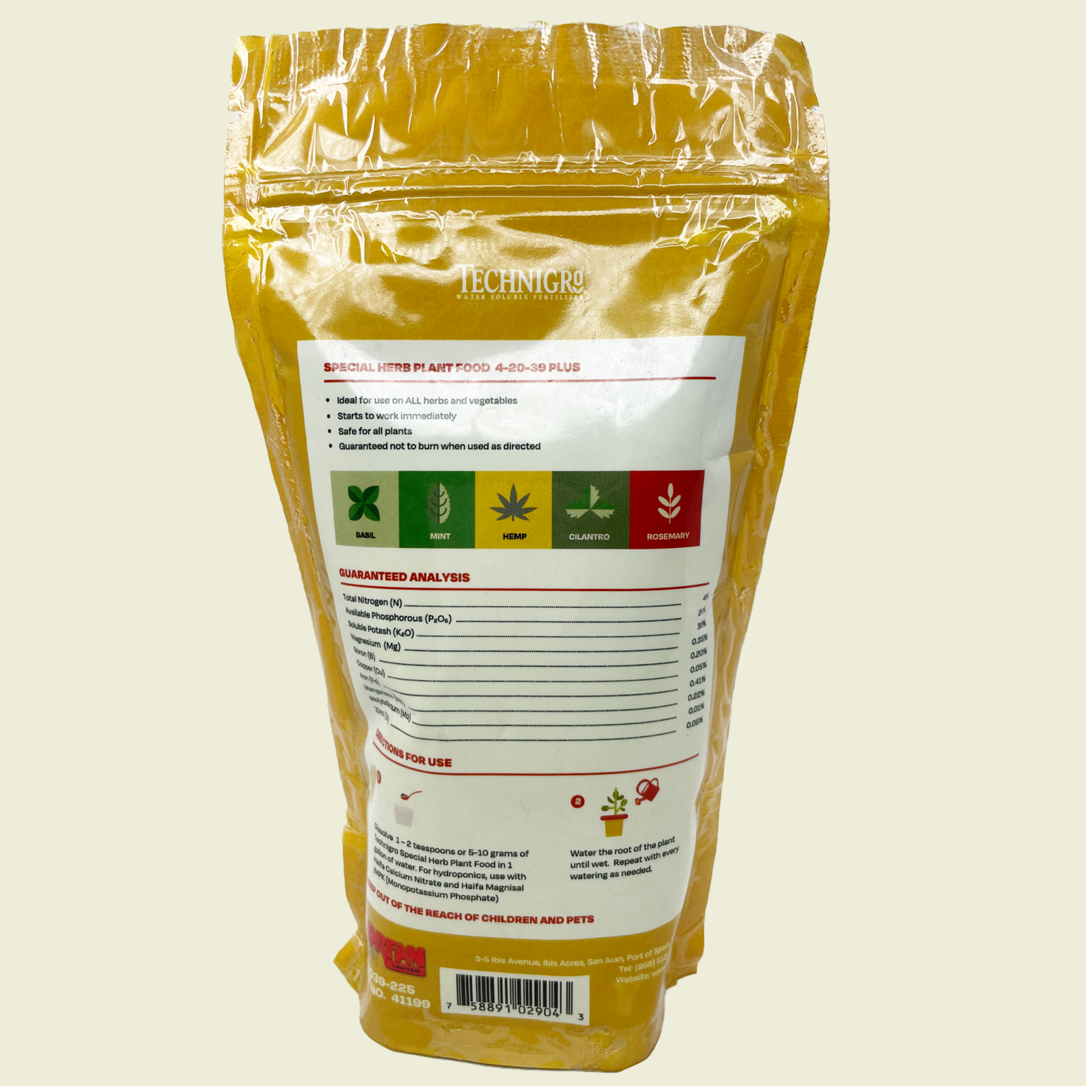 Technigro Special Herb Plant Food 4-20-39 • Samaroo's Materials ...